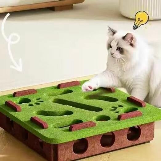 Развивающая игрушка-лабиринт для кошек, квадратная фетровая коробка с 3 шариками