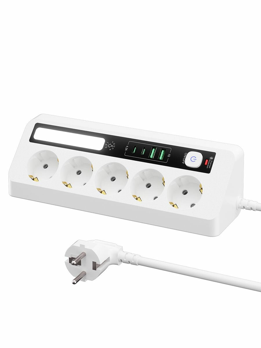 Рядная розетка со светодиодным выключателем USB прикроватная розетка PD быстрая зарядка 30 Вт на один оборот больше