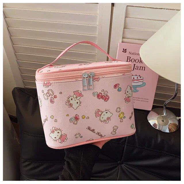 Вместительная водонепроницаемая косметичка с рисунком аниме Sanrio Hello Kitty, дорожная сумка для хранения косметики