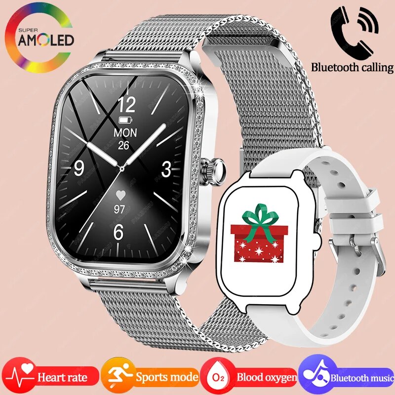 New Fashion Women's Smart Watch AMOLED HD Screen Bluetooth Call IP68 Waterproof Suitable for Android and iOS Women's Smart Watch