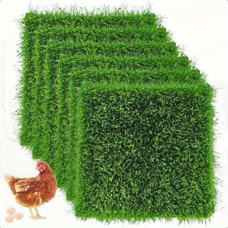 6 шт. многоразовых пластиковых ковриков для курятника с эффектом искусственной травы