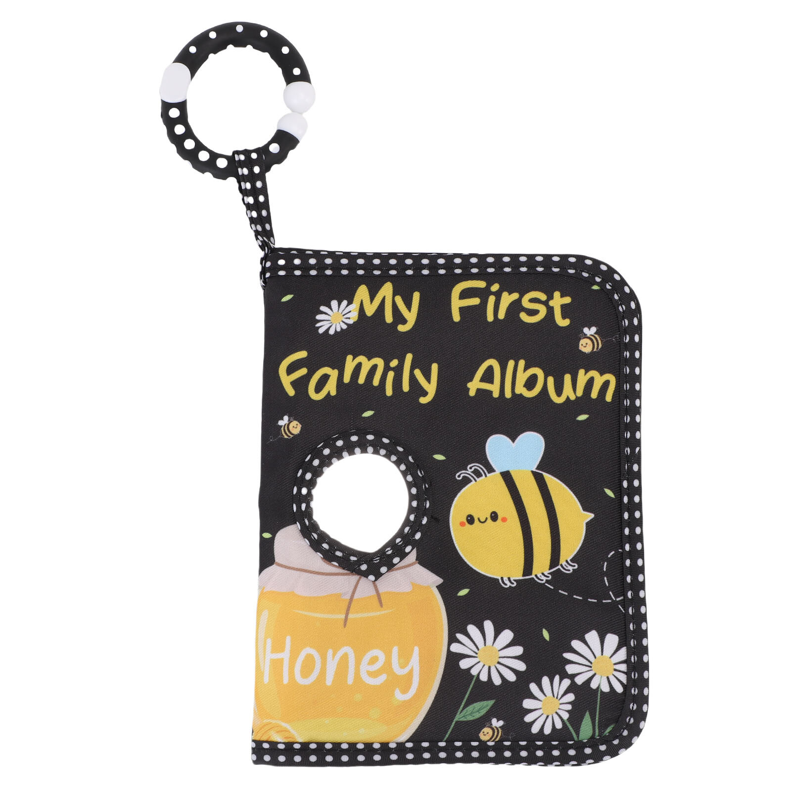 Мягкий детский фотоальбом, черный цвет, семейная фотокнига на тему пчел для малышей с безопасным зеркалом для записи роста ребенка