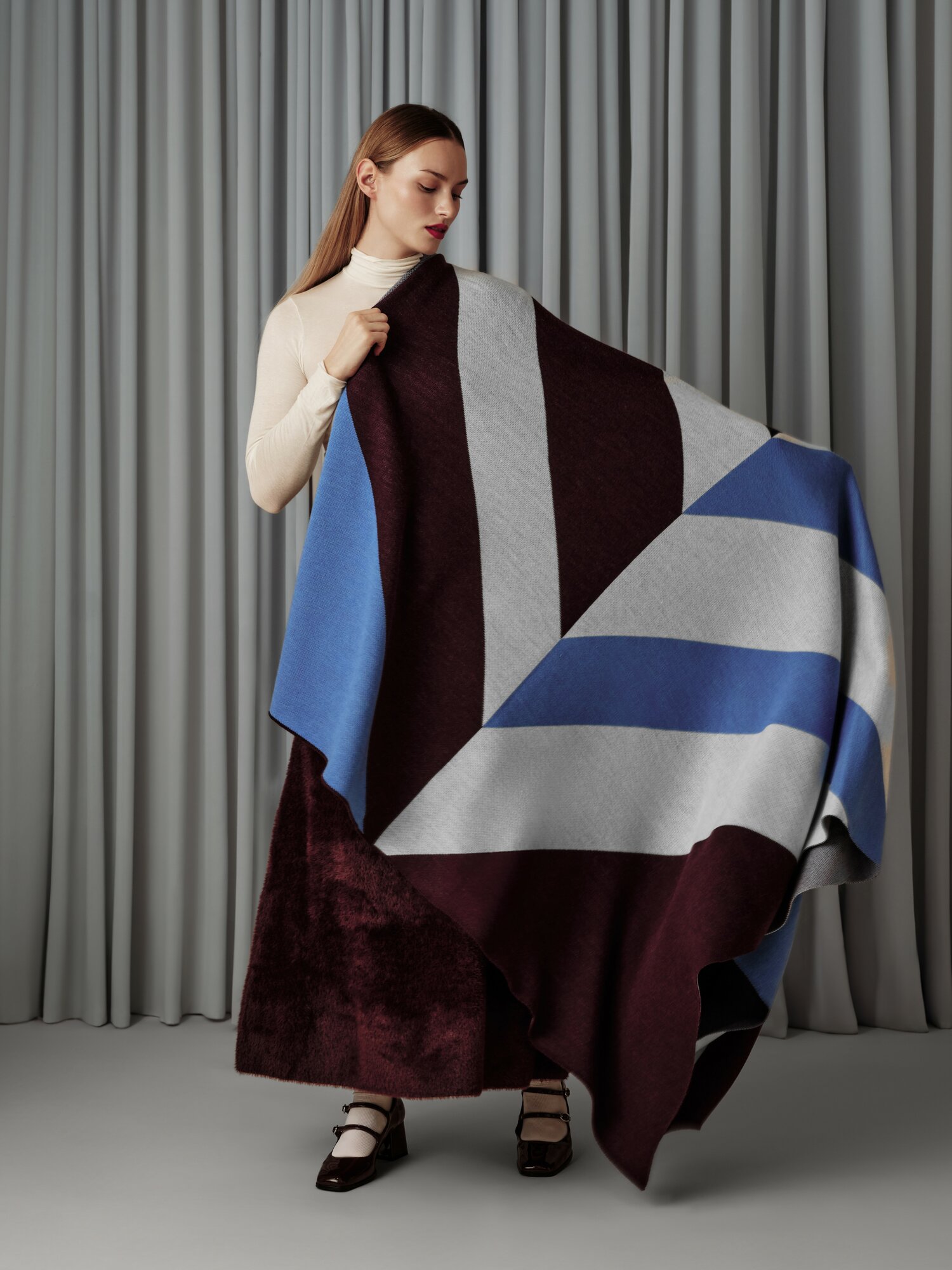 Плед BRIGHT STUDIO 160x210, вязаный, шерсть и акрил