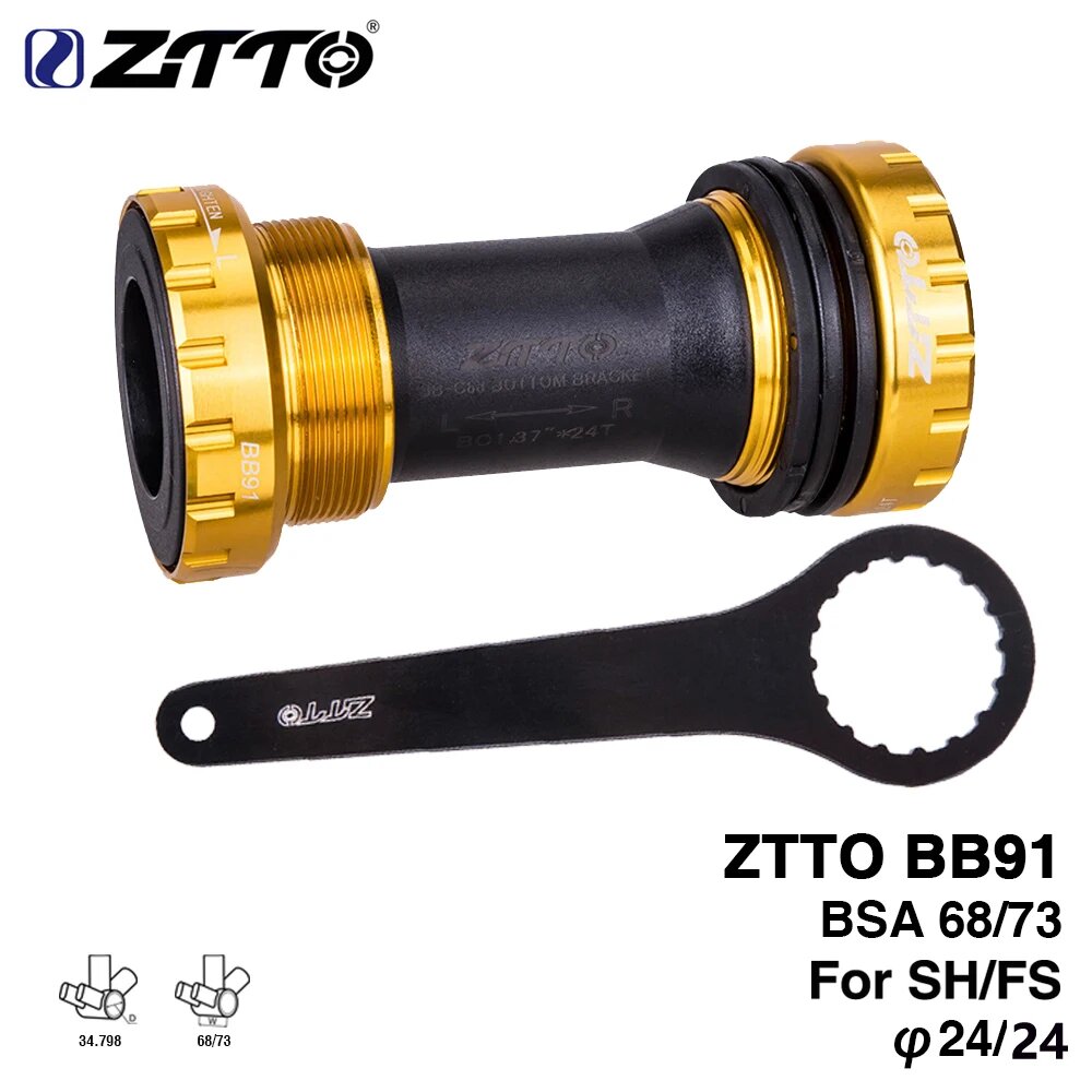 ZTTO Велосипед BB68 Нижний кронштейн Герметичный подшипник BSA 68 73 мм Резьба BB для MTB Road 34,798 мм Рама Корпус 24 мм 22 мм Шпиндель