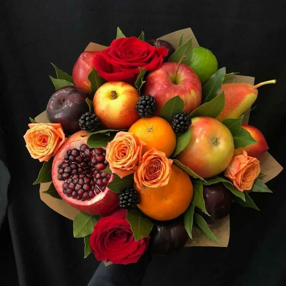 Витаминки для мамы фруктовый букет необычный с ежевикой ohorosho