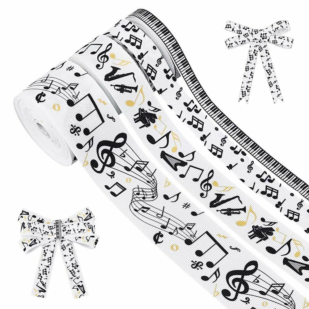 30 ярдов, 4 стиля, полиэстеровая лента с музыкальными нотами, ткань, швейные аксессуары, разноцветные