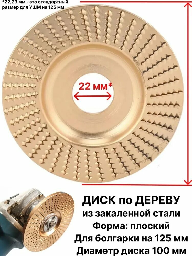 Диск шлифовальный обдирочный по дереву d100 мм для УШМ на 125 мм круг рашпильный, чашка обдирочная, фреза для фигурных работ