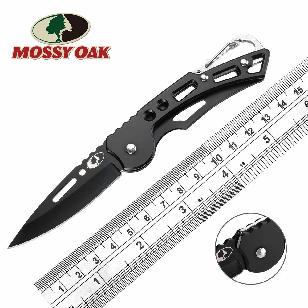 MOSSY OAK Складной карманный нож 9 см, небольшой нож из нержавеющей стали для выживания, охоты, кемпинга и туризма, режущий инструмент с карабином. EDC нож универсальный нож для outdoor для похода