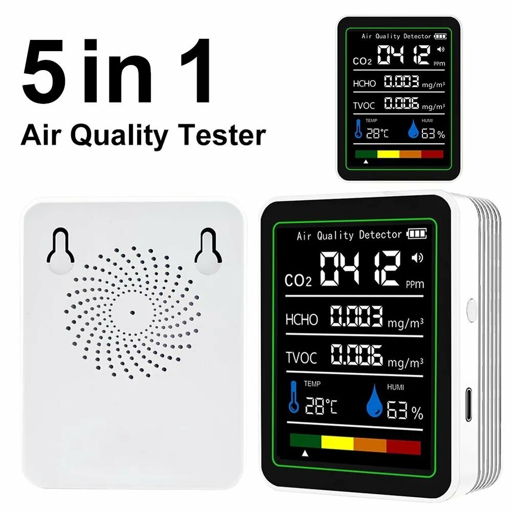 Монитор формальдегида 5 в 1, детектор CO2