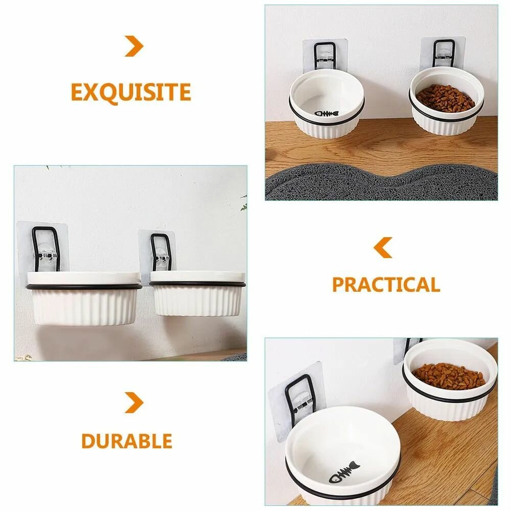 Держатель Для Кошачьей Миски На Стену Удобная Подставка Для Кормления Из Железа 12.50X12.50X7.00Cm