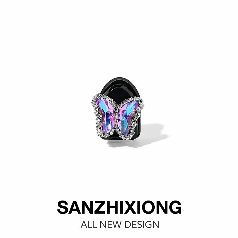 Бабочка с камнями крюк для телефона в автомобиле, цвет фиолетовый