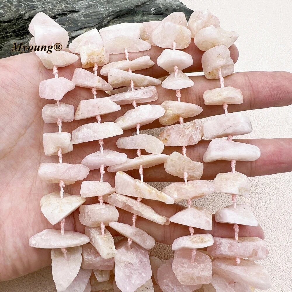 Грубые натуральные розовые бусины Morganite Beryls для изготовления ювелирных изделий своими руками MY230840