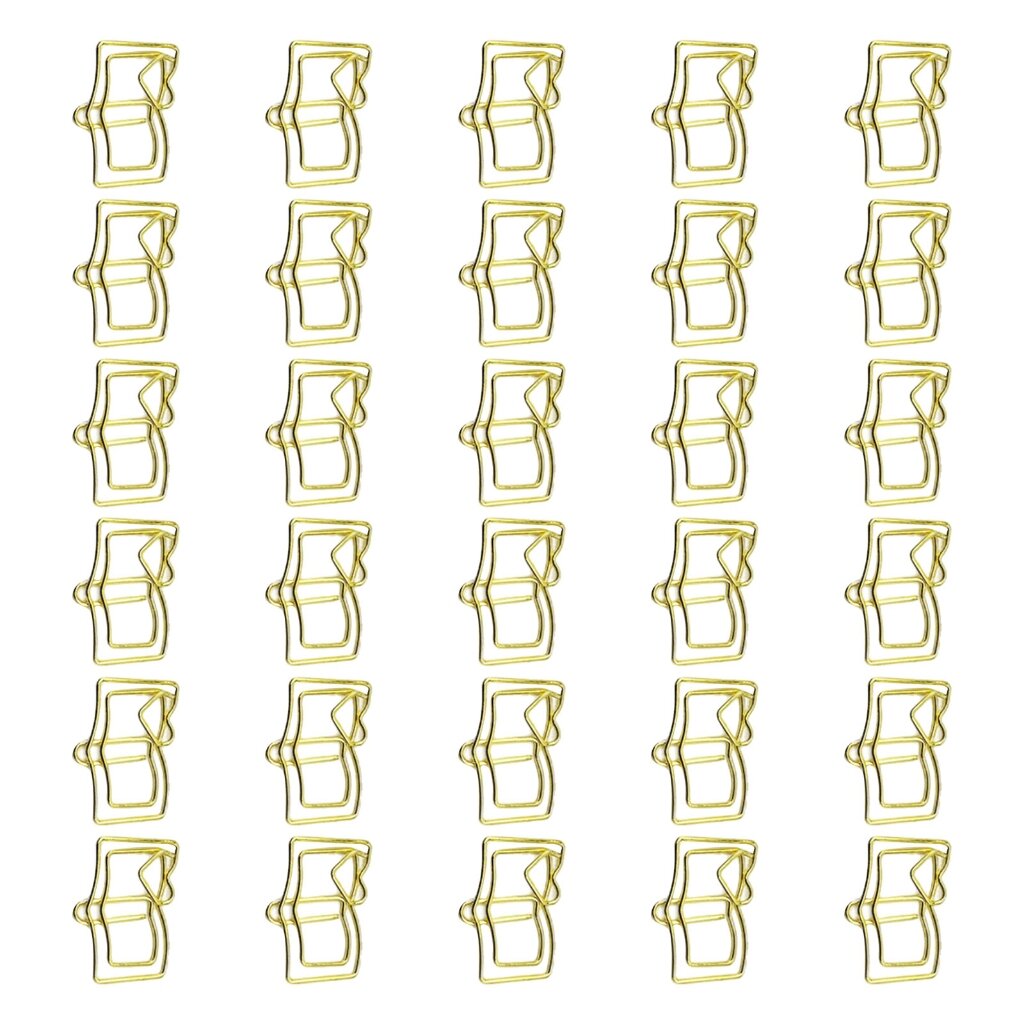 30 шт, креативные скрепки для бумаг, золотые скрепки для бумаг, скрепки для офисной информации, скрепки для бумаги с гальваническим покрытием в форме книги-золото