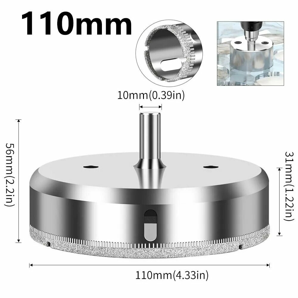 Коронка алмазная 110 мм по керамограниту и керамике
