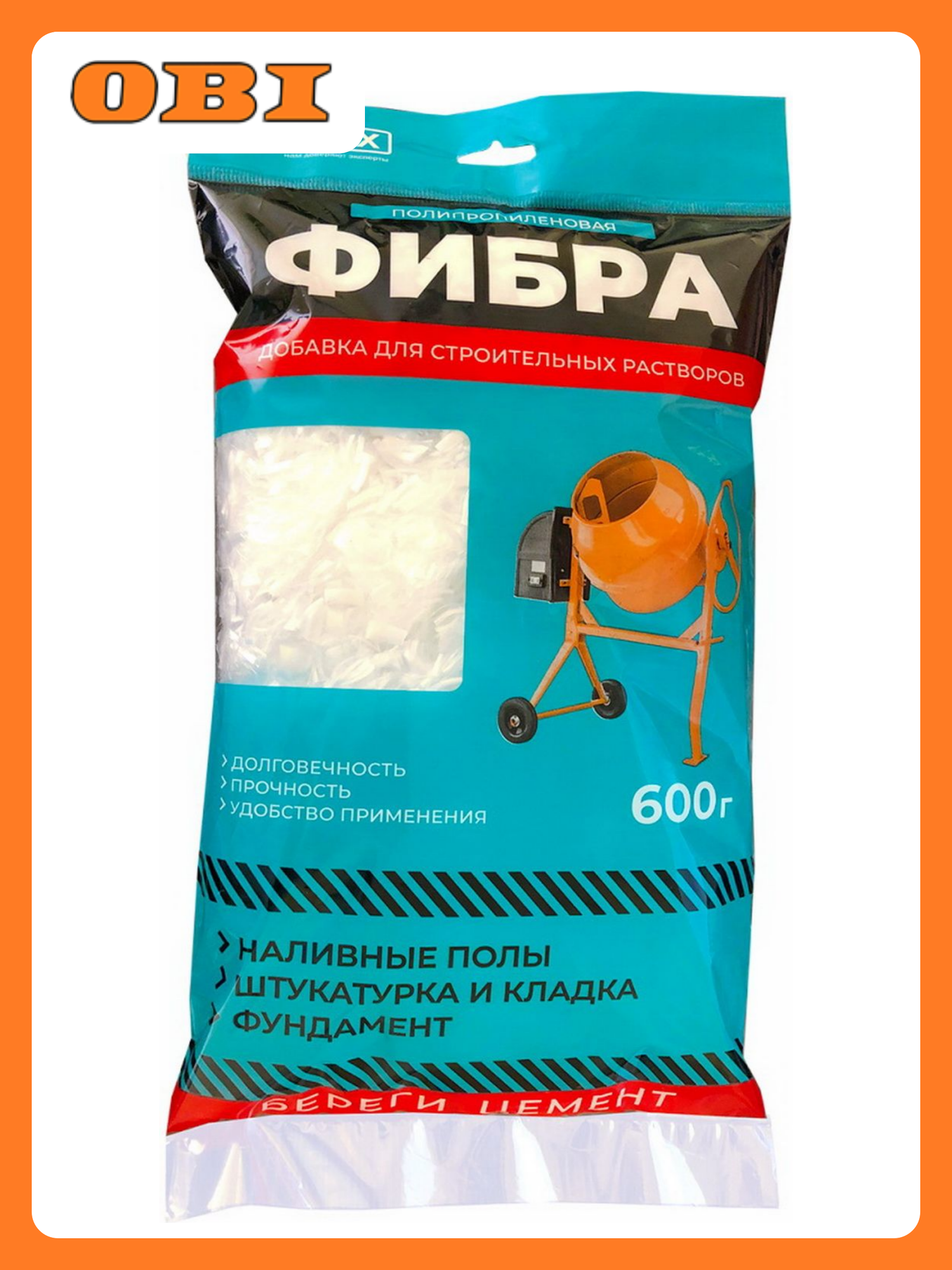 Фибра Cemmix, полипропиленовая, армирующая, для бетона, 600 г