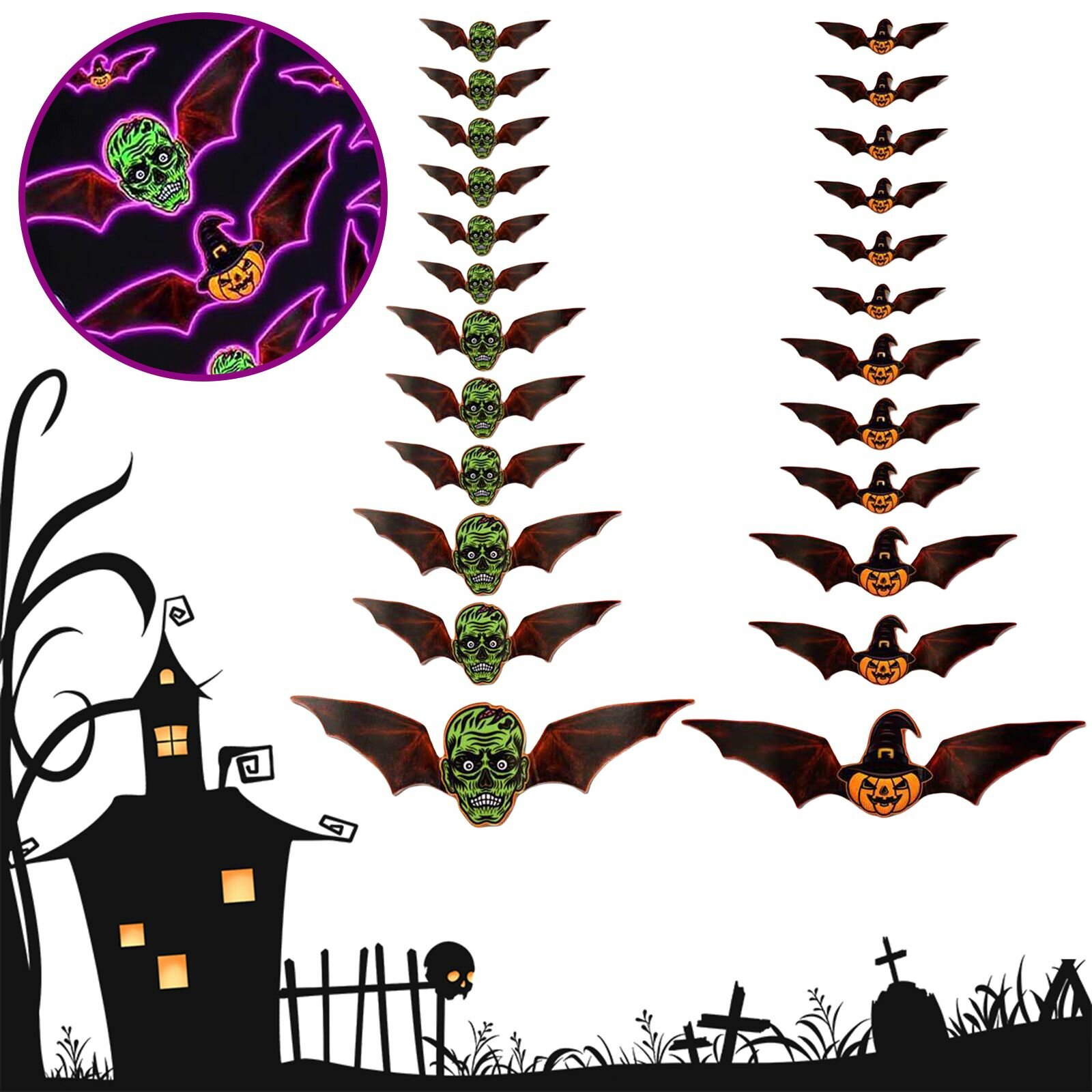 Подвесной ночник летучая мышь, 24 элемента с LED