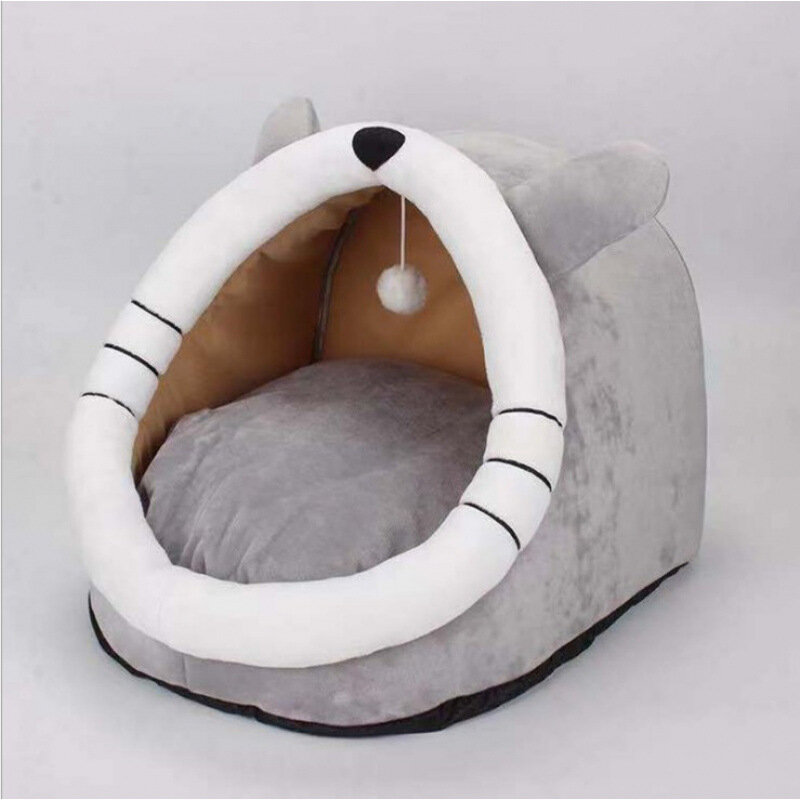 Закрытая кошачья и собачья кровать с усами, размер S 31x30x28см для мелких питомцев до 2.5кг