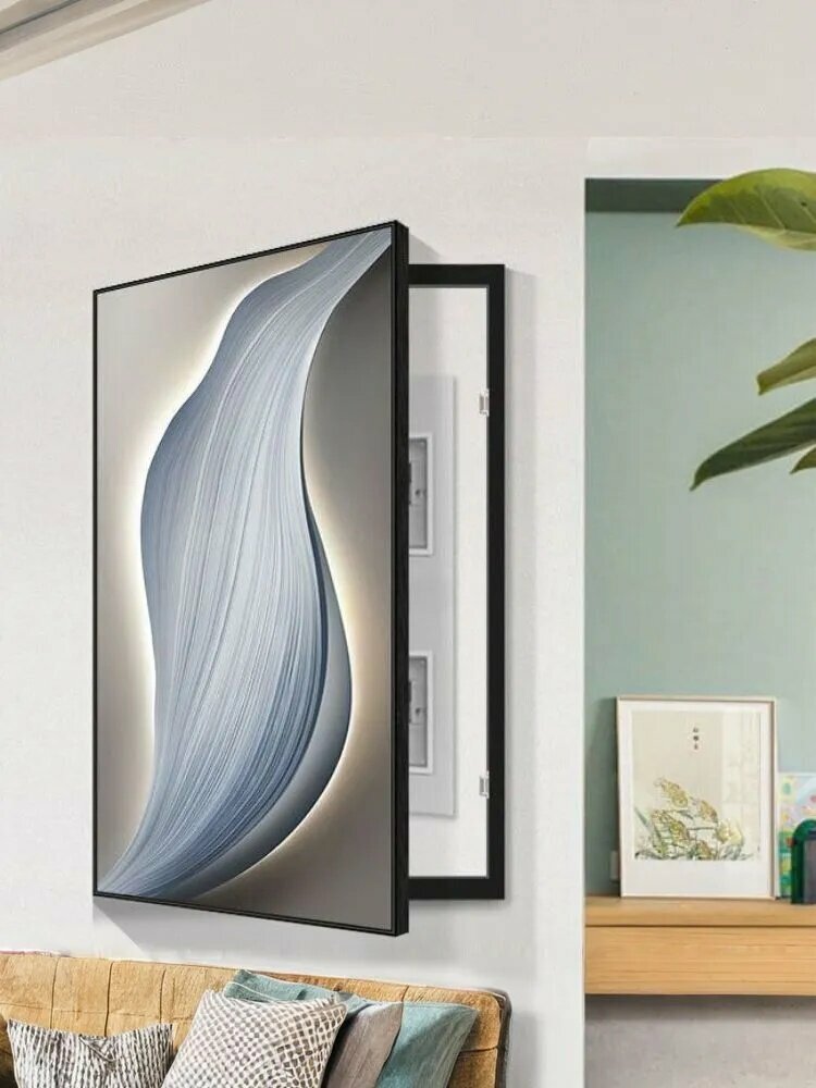 Декоративная панель для электросчетчика 50x70 см скрытые картины, левое открывание Без сверления + кристальная поверхность