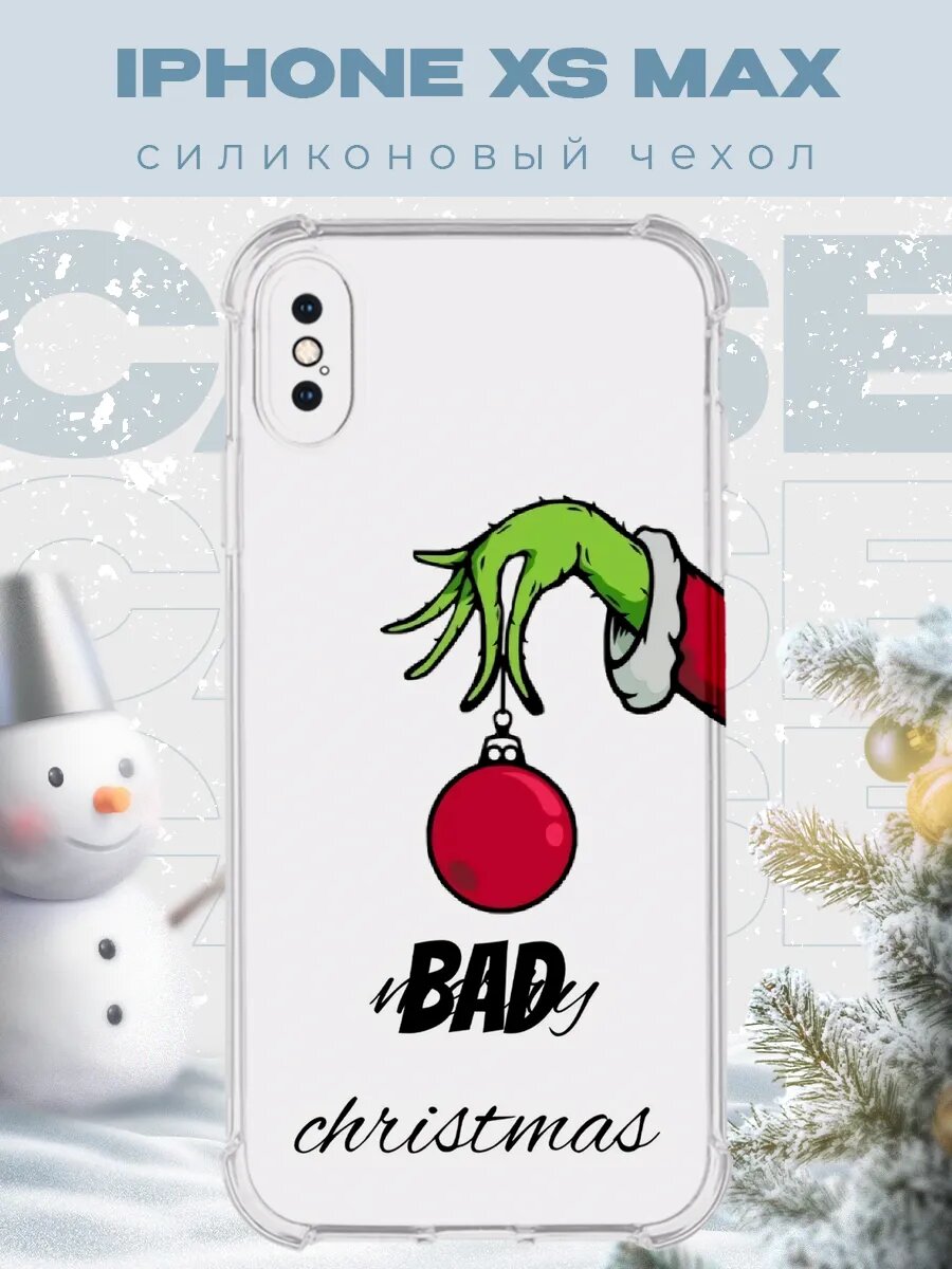 Новогодний чехол для телефона iPhone XS Max гринч