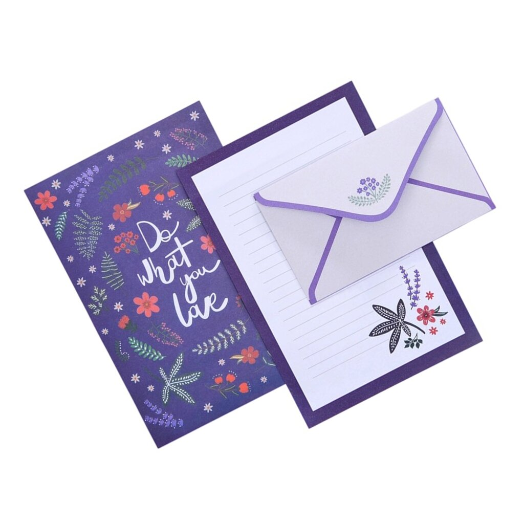 Красивые маленькие свежие цветы милый набор животных конверт для письма формата А5 на фирменном бланке-фиолетовый сад