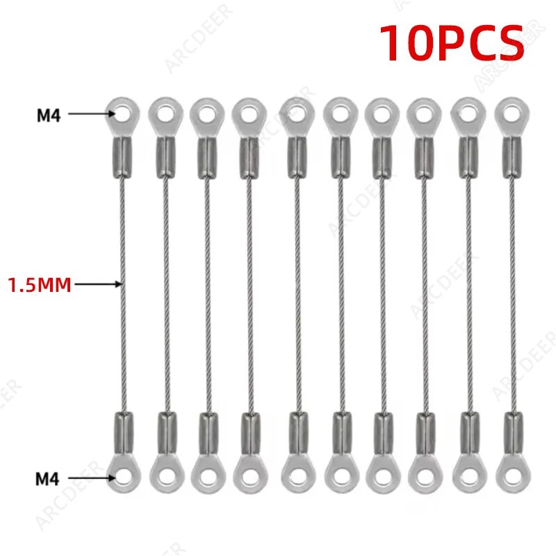Стальной трос из нержавеющей стали 1,5 мм с петлями 0.3M