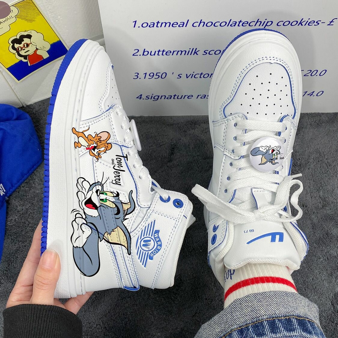 Высокие кеды Pepsi в стиле аниме для осени и зимы: теплые, модные и универсальные, идеально подходят для пар.