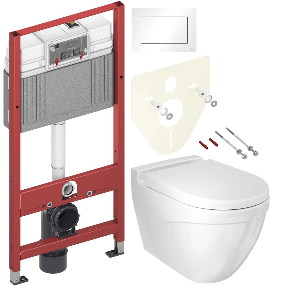 Комплект 3 в 1 Унитаз подвесной BOCCHI Taormina Arch 1012-001-0129 белый / Сиденье A0301-001 с микролифтом / Инсталляция с кнопкой TECE Base 9400413 цвет белый