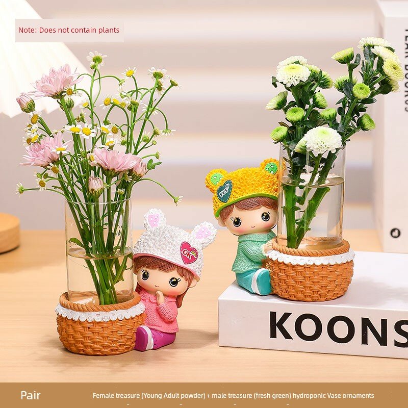 Милый кролик, стеклянная пробирка, гидропонная ваза, украшение из сушеных цветов, цветочное сосуд, офис, гостиная,