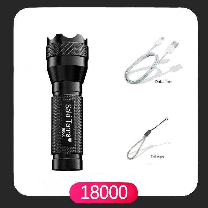 5000LM масштабируемый светодиодный фонарик XM-L T6 Черный 18000, сильный свет, перезаряжаемый полностью алюминиевый