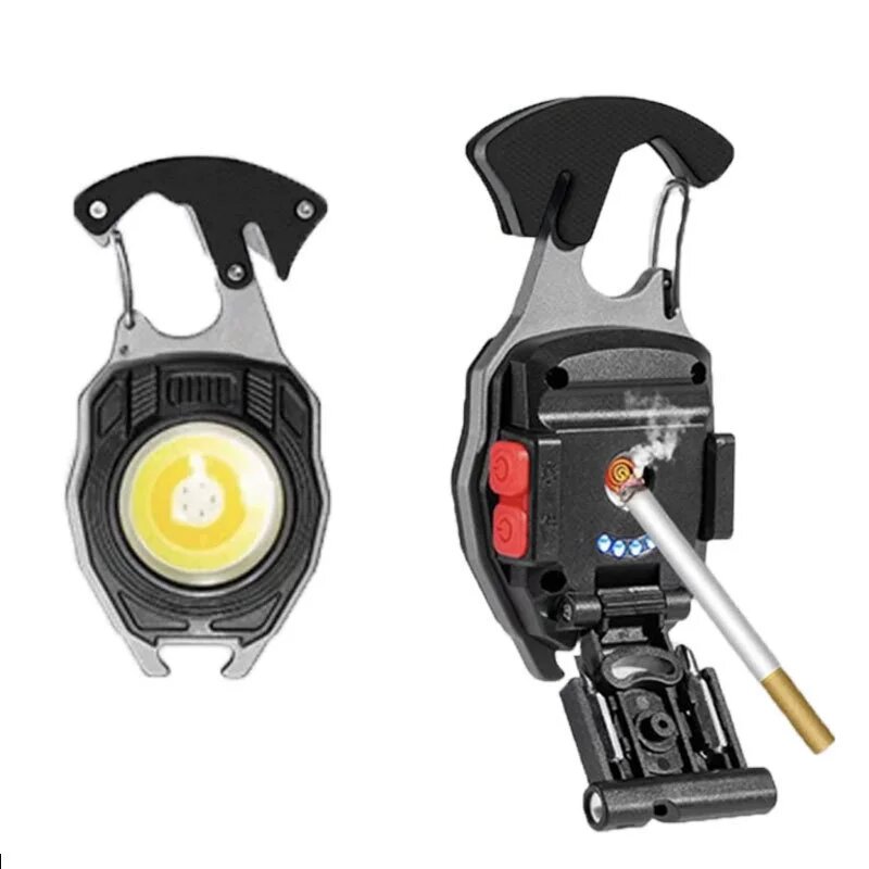 Мини-фонарик-карабин, аварийный COB-фонарик на брелок, USB-фонарик, портативный фонарик для улицы, рабочий фонарь