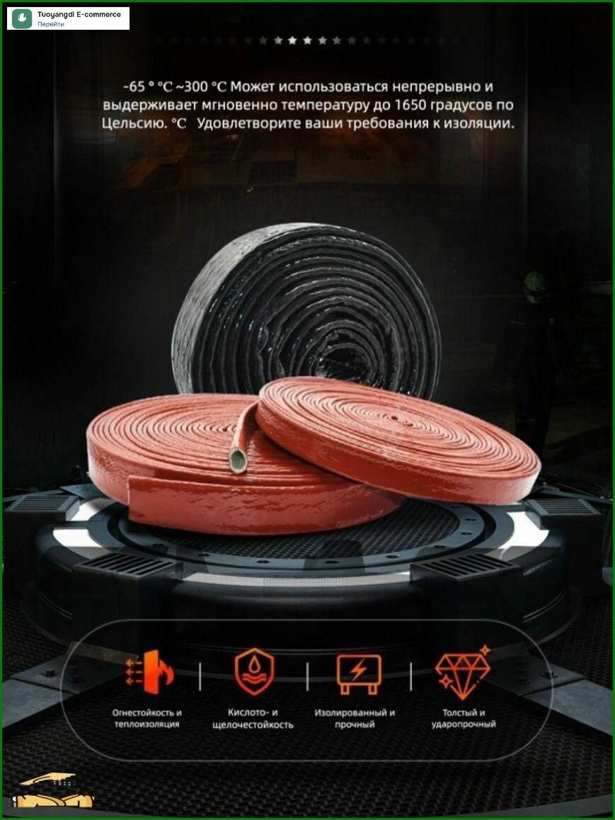 Термоизоляционная силиконовая трубка из стекловолокна, огнеупорная и жаростойкая, диаметр 25 мм, длина 1 м