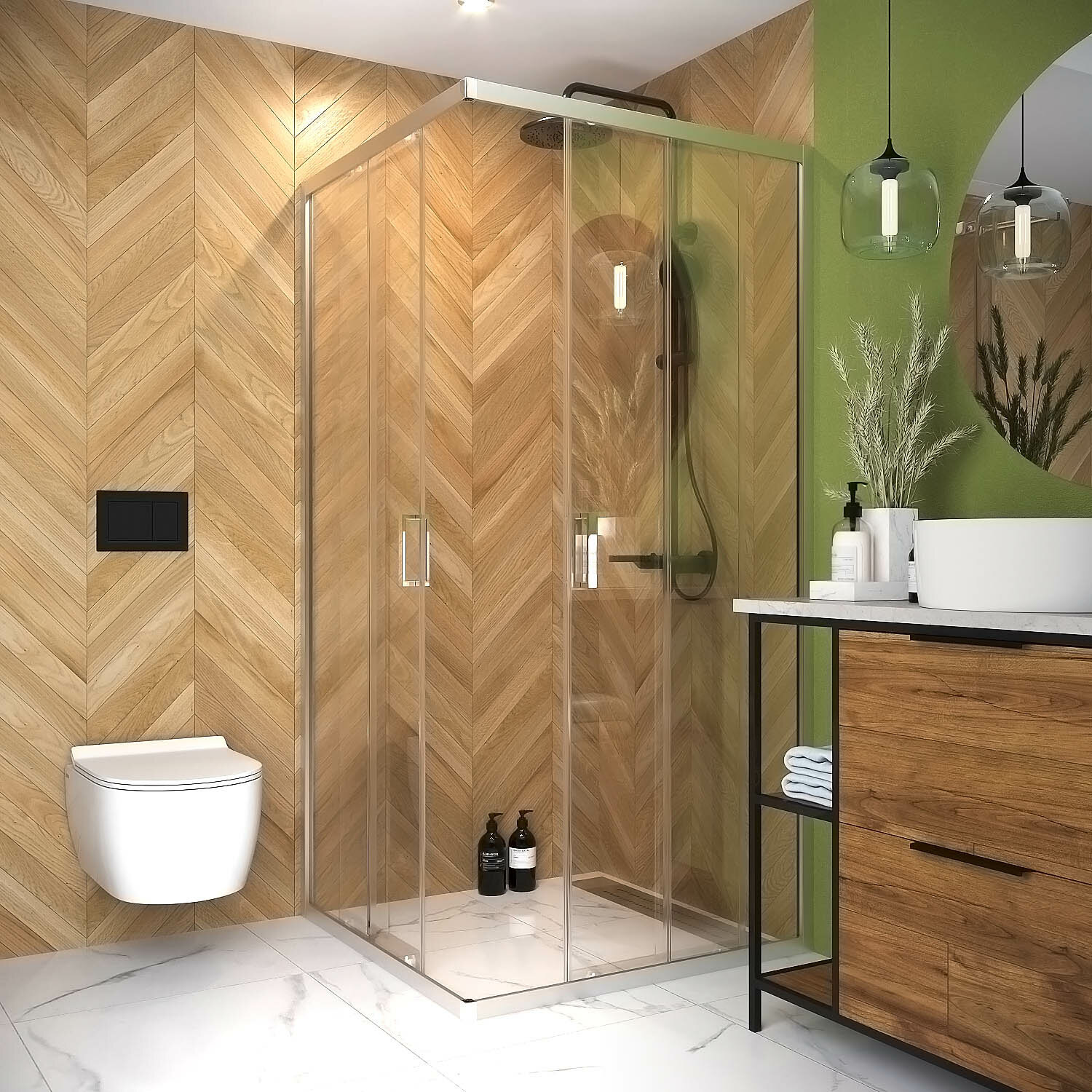 Душевое ограждение ударопрочное Cube V 100/100, толщина стекла 5 мм, прозрачное, серый профиль