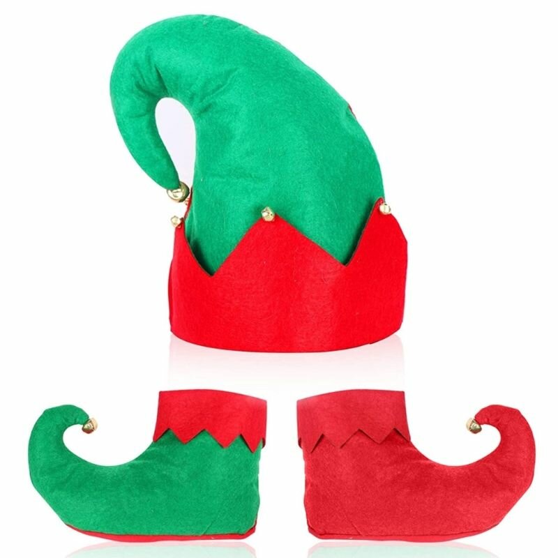 Рождественская обувь Эльфа, шляпа-Детский набор для обуви в виде шляпы