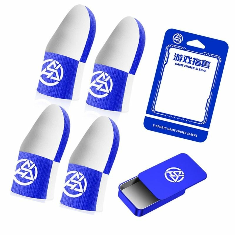 2 пары игровых рукавов для пальцев + железная коробка-белая и синяя