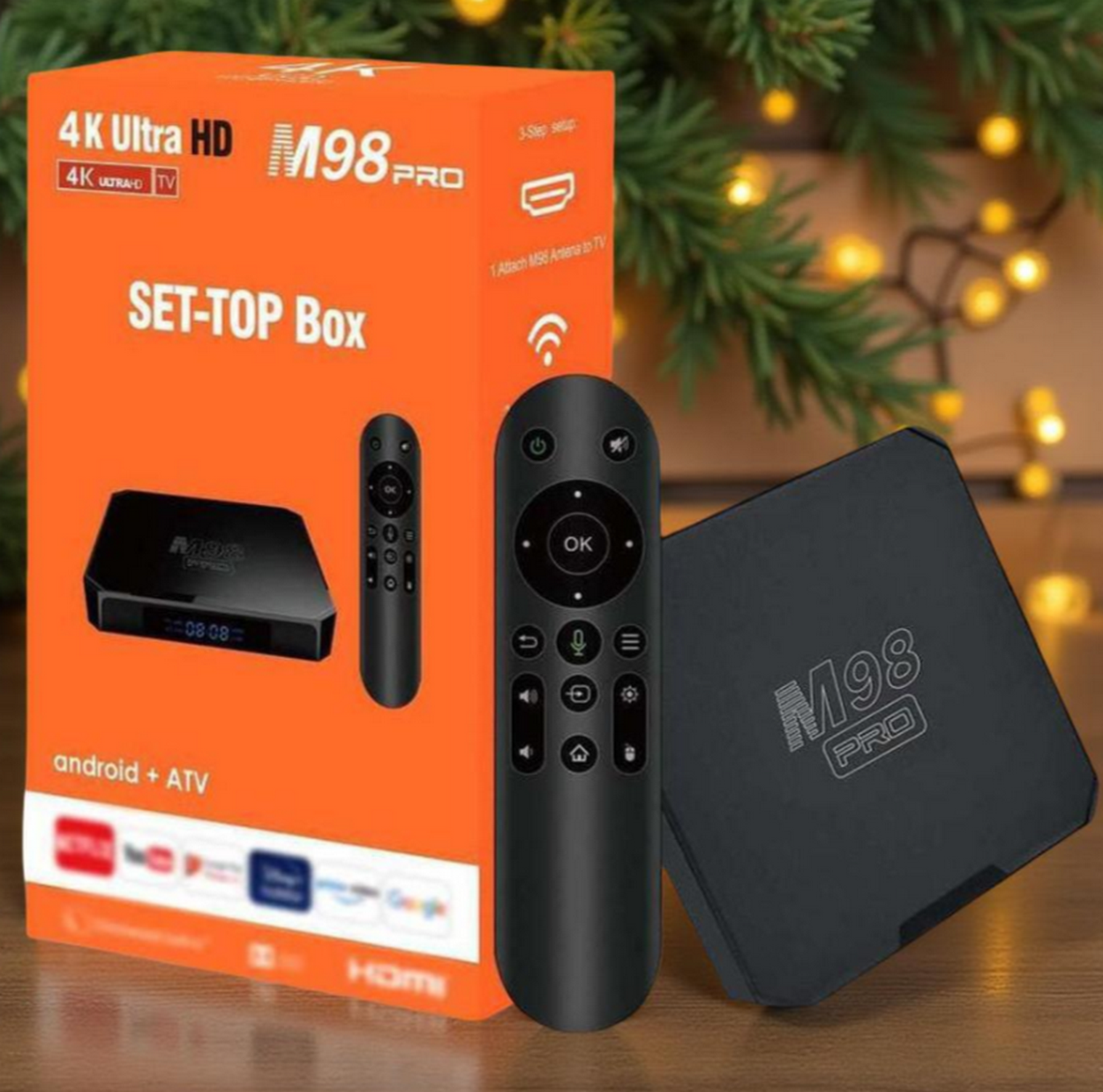 Смарт приставка Smart TV Set-Top Box Android+ATV 4K UltraHD (черный)