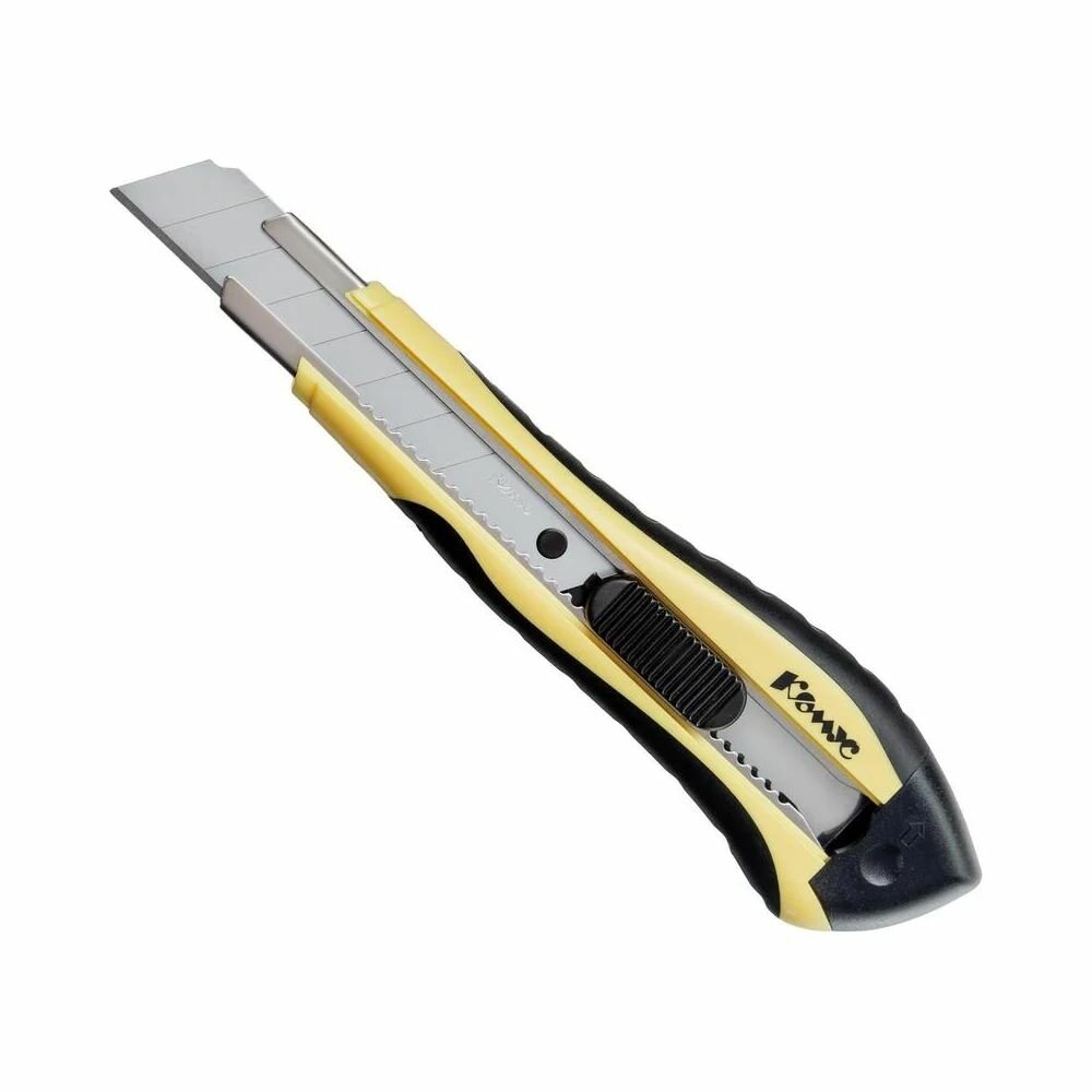 Канцелярский нож Комус с металлической направляющей, ширина лезвия 18 мм, в комплекте 2 запасных лезвия 159340