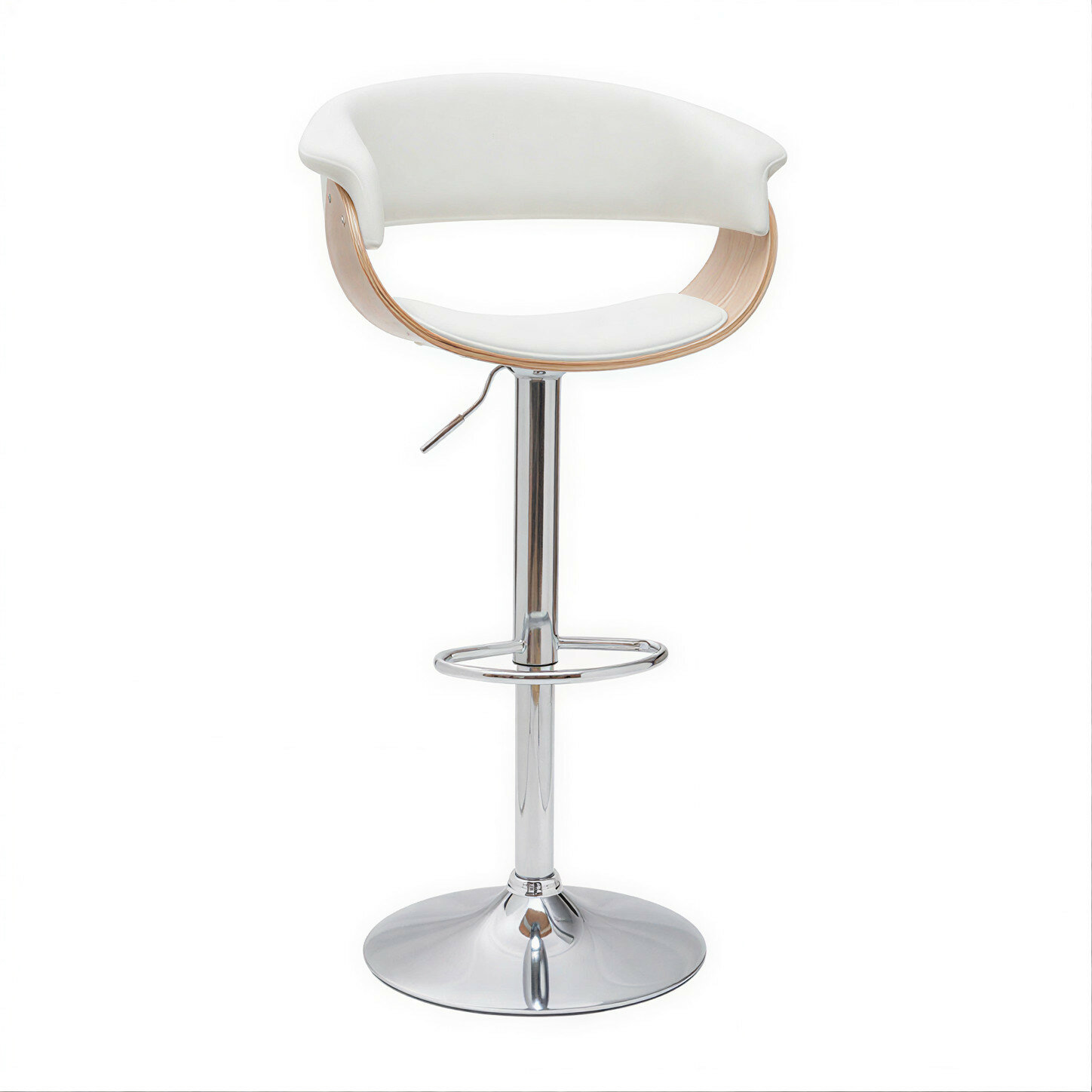 Стул барный AMARANT 480х600х900(1110)мм искусственная кожа/фанера грецого ореха/металл белый