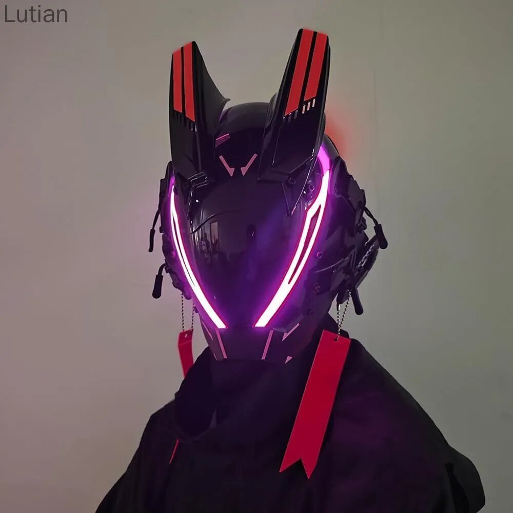 Киберпанк маска со светодиодной подсветкой для косплея