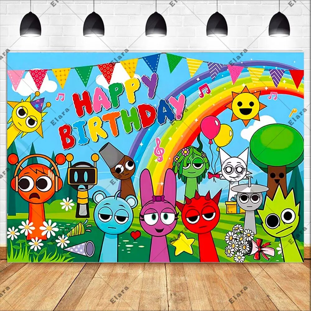 Виниловый фон Incredibox-Sprunki для детского праздника 180X120CM, JY1-16