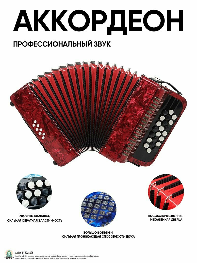 Аккордеон Bayan, 22 клавиши, 8 басов, уровень для начинающих