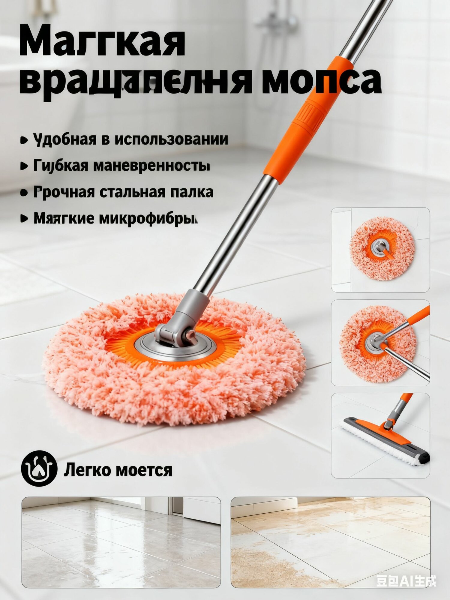 Швабра Подсолнух, многофункциональная круглая швабра для уборки потолка, бытовая техника