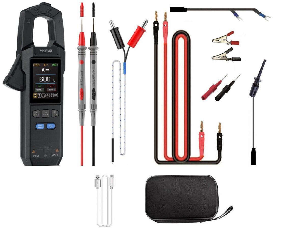 Клещи токовые профессиональные FNIRSI DMC100 SPECIAL True RMS до 600 А. Гарантия 2 года. 20 функций.