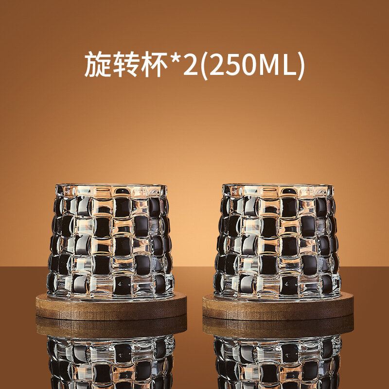 Bangbeibei толстое цветное стекло креативная вращающаяся рюмка для виски ручная роспись кружащаяся чашка с деревянным поддоном декомпрессионная чашка