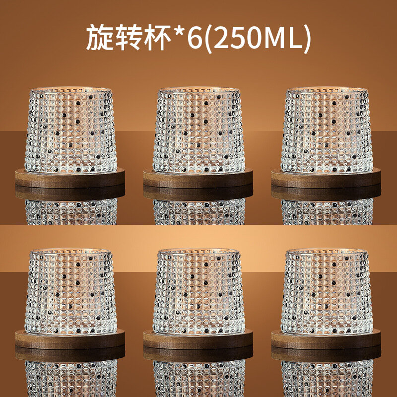 Bangbeibei толстое цветное стекло креативная вращающаяся рюмка для виски ручная роспись кружащаяся чашка с деревянным поддоном декомпрессионная чашка