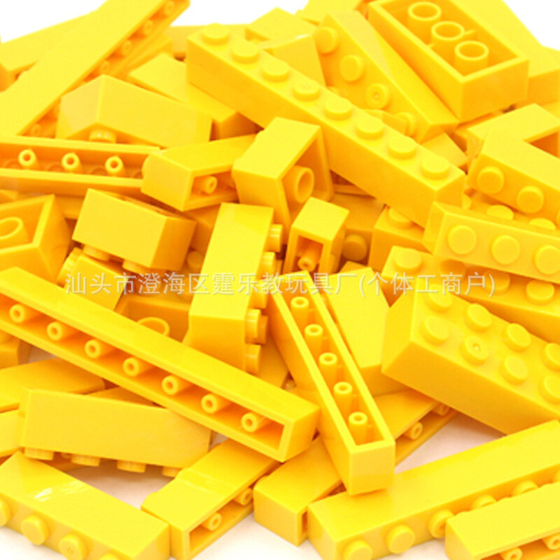 Набор мелких строительных блоков, совместимых с LEGO, 100 штук, желтый цвет для творческой сборки и образовательных