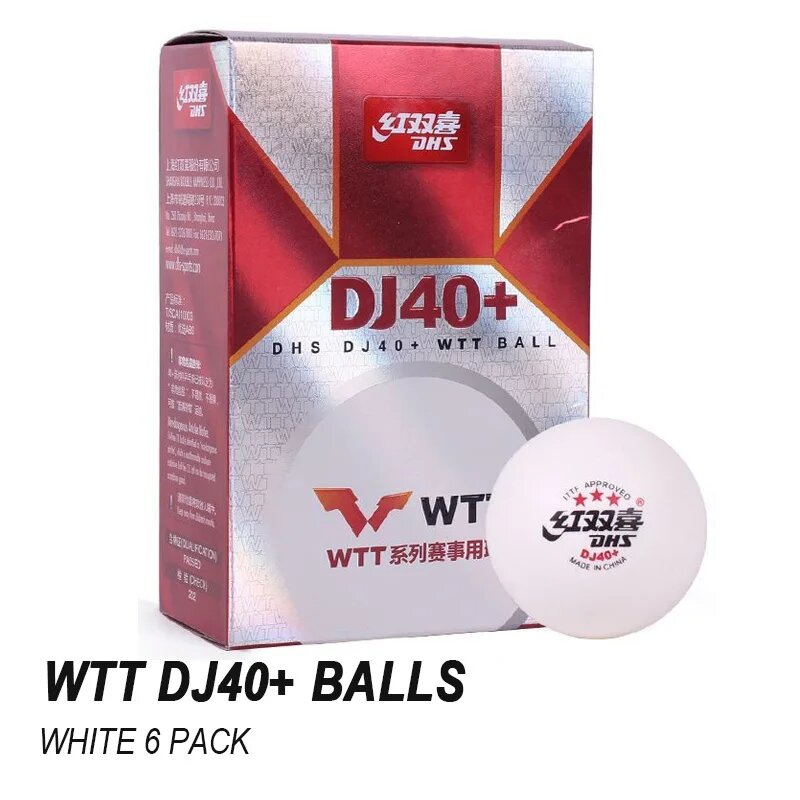 Мячи для настольного тенниса WTT DJ40+ White 6 шт
