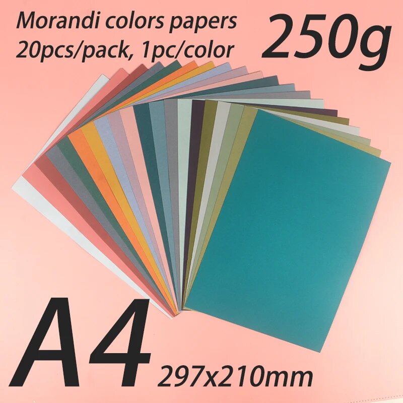 Цветная бумага Morandi A4 250г, 20 шт, PA05A400