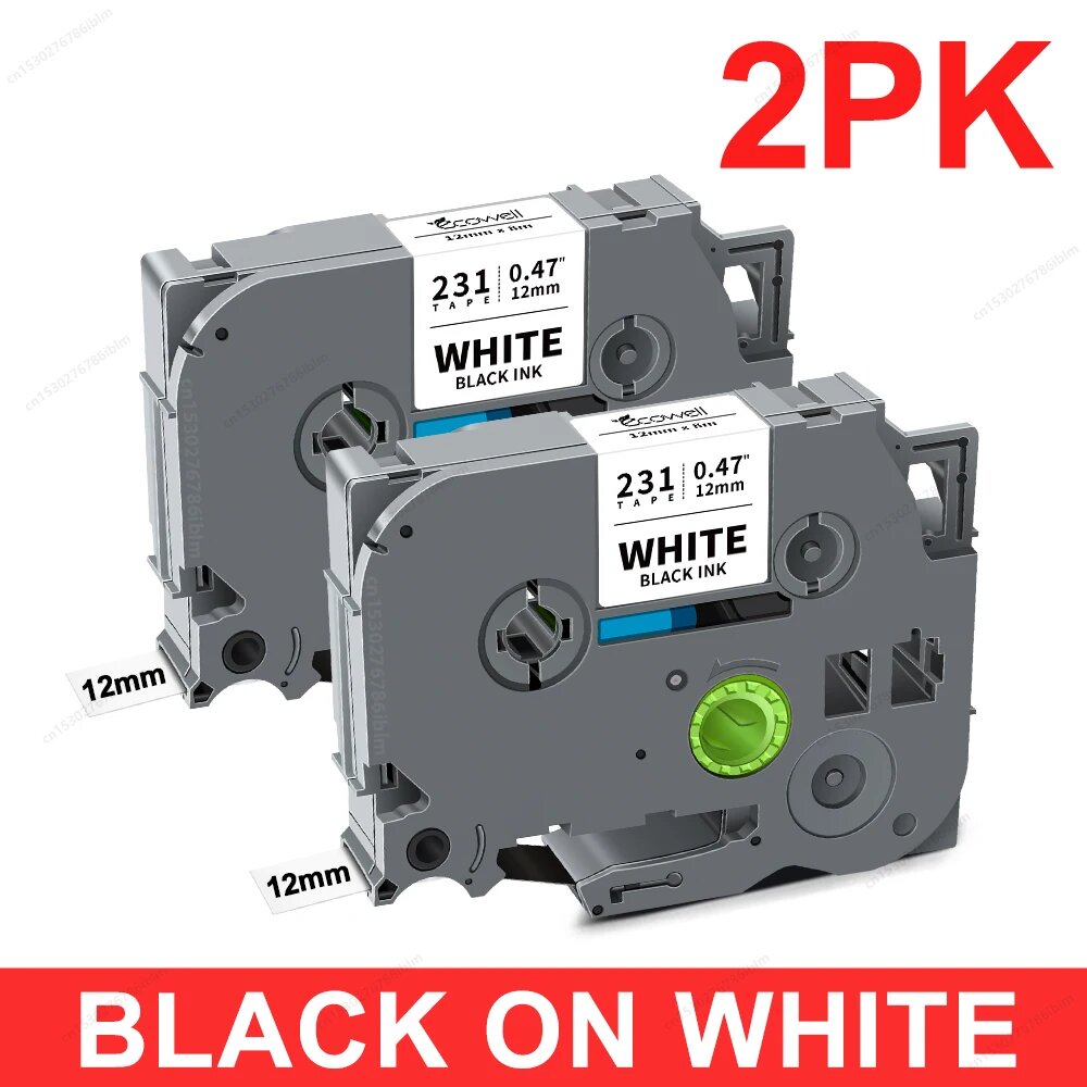 Лента для принтера этикеток Ecowell TZe231, 6 мм, 2PK, Black on White
