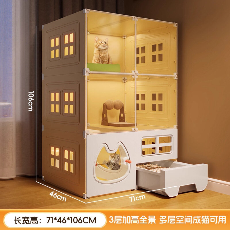 Очень большой кошачий шкаф, кошачья вилла, домашний кошачий домик, клетка для кошек, свободное пространство, туалет, интегрированный, одна комната, один зал, одна ванная