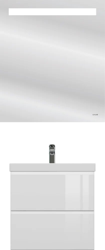 Мебель для ванной комнаты Cersanit Moduo 60, раковина Como 60, зеркало LED 010 base 60, с подсветкой